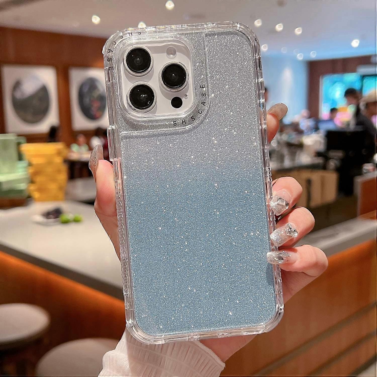 For iPhone 16 Pro Max Case Glitter Design PC+TPU Shockproof Phone Cover ...