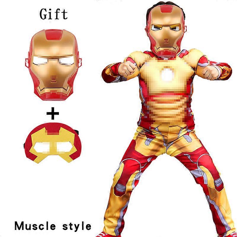 Children Red Yellow Iron Warrior Muscle Costume Superhero Cosplay ...