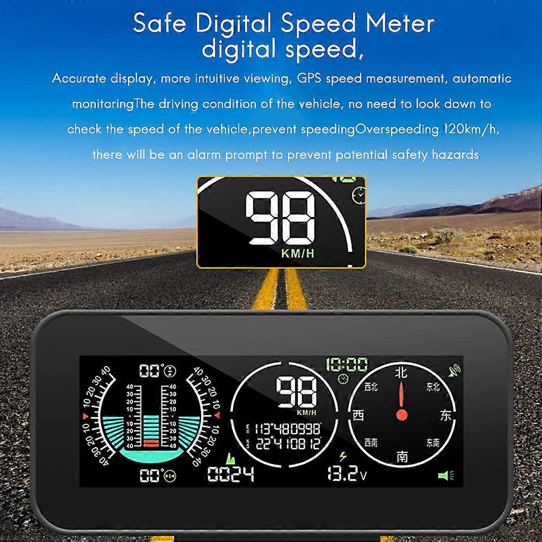 For All Cars M60 Car GPS HUD Speedometer Intelligent Inclinometer Off ...
