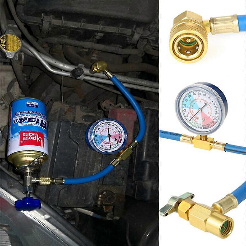 R134A Car Air Conditioning Refrigerant Recharge Measure Kit Hose Gas ...
