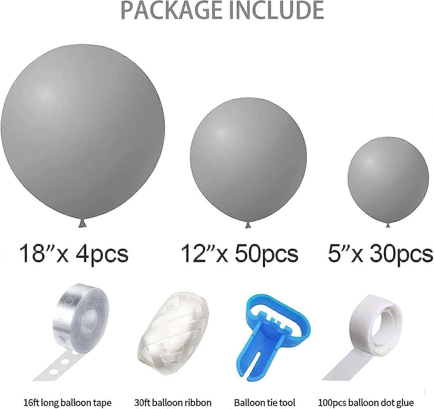 Pastel Gray Balloons 84 pcs Gray Balloons Garland Arch Kit 5 inch +12 ...