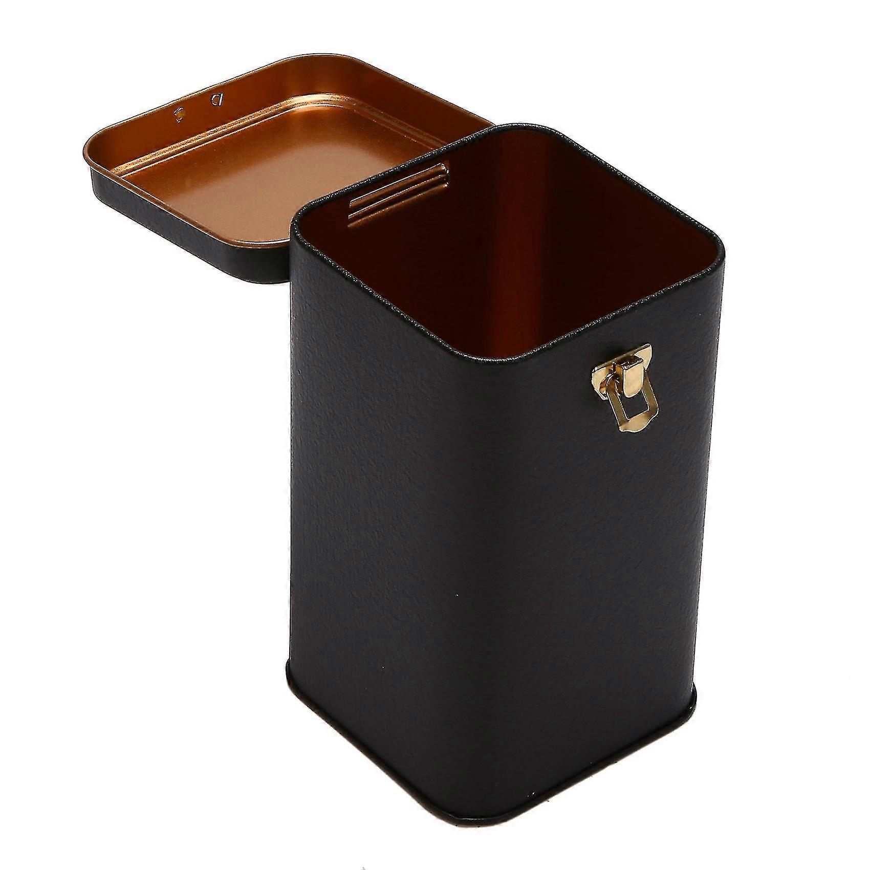 2x Metal Tea Cans High-grade Lock Tinplate Storage Box Tin Can Black ...