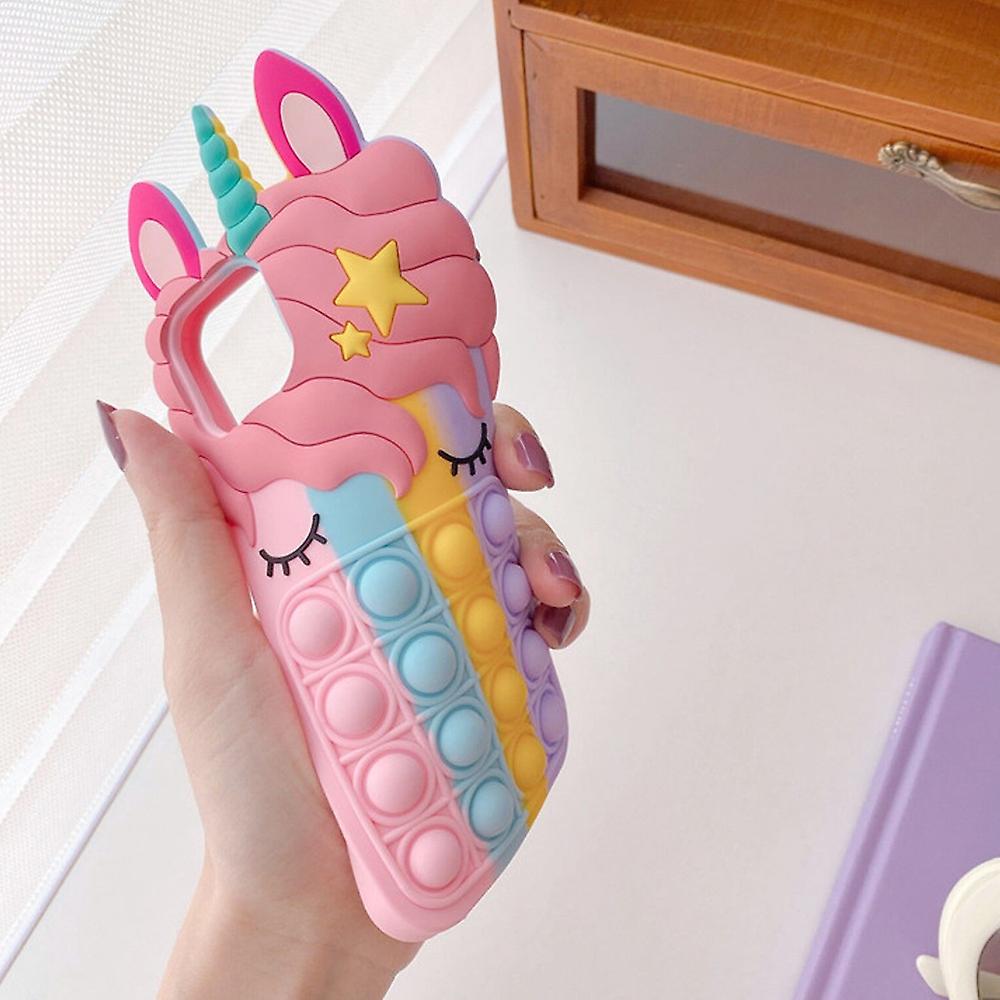 Apple Iphone Cartoon Unicorn Case Rainbow Silicone Soft Cover Fidget ...