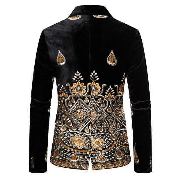 Men's Luxury Blazer Costume Stage Jacket Suit Male Velvet Gold Thread ...