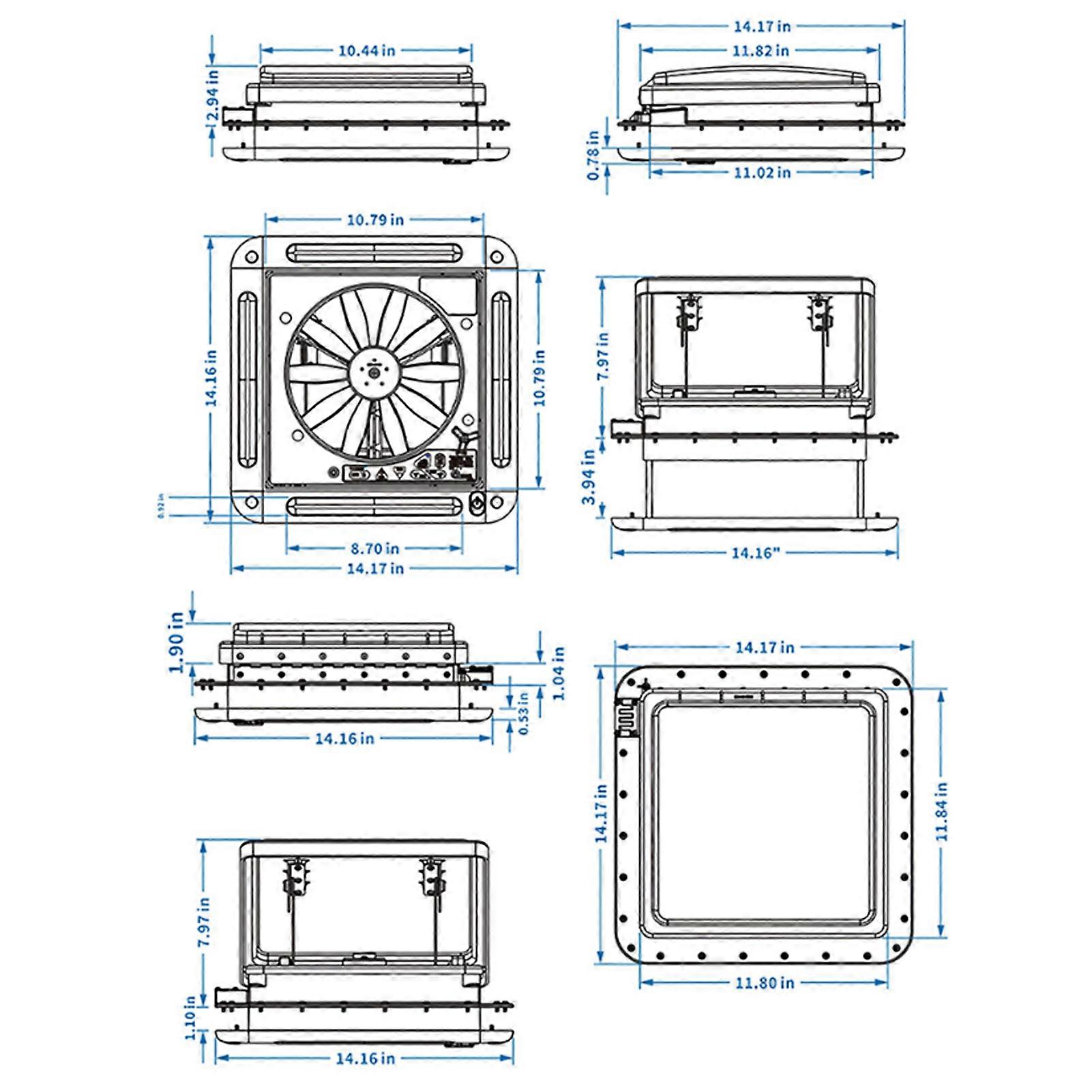 Rv Roof Vent Fan 12V 10 Blades Dual Mode Air Inlet Outlet 4 Led Light ...