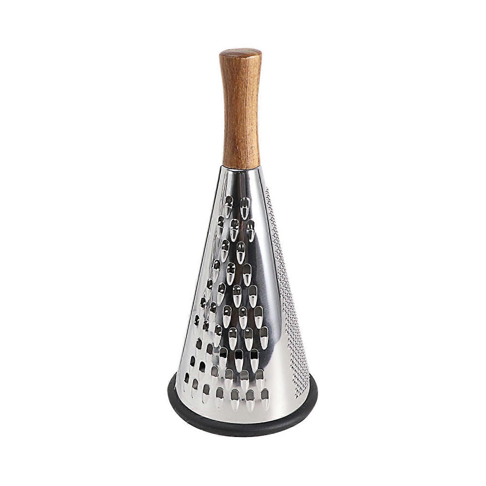 Stainless Steel Cone Cheese Grater with Wood Handle 3 Sided Vegetable ...
