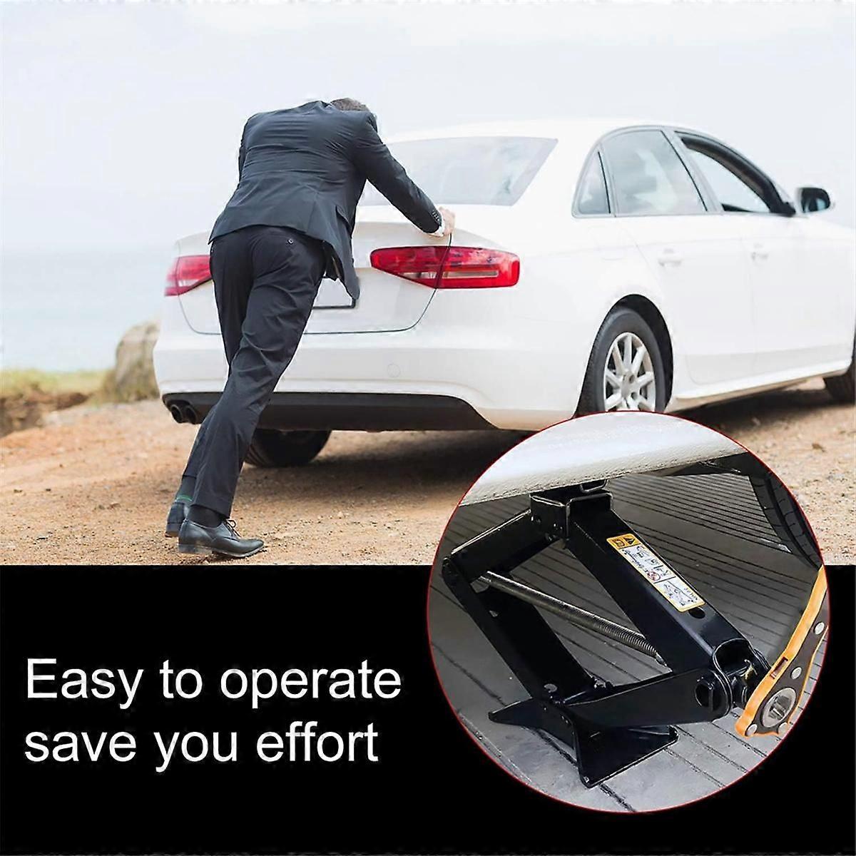 1.5T Jack Mechanical Pantograph Crank Lifter Jack W/Wrench Car Tire ...