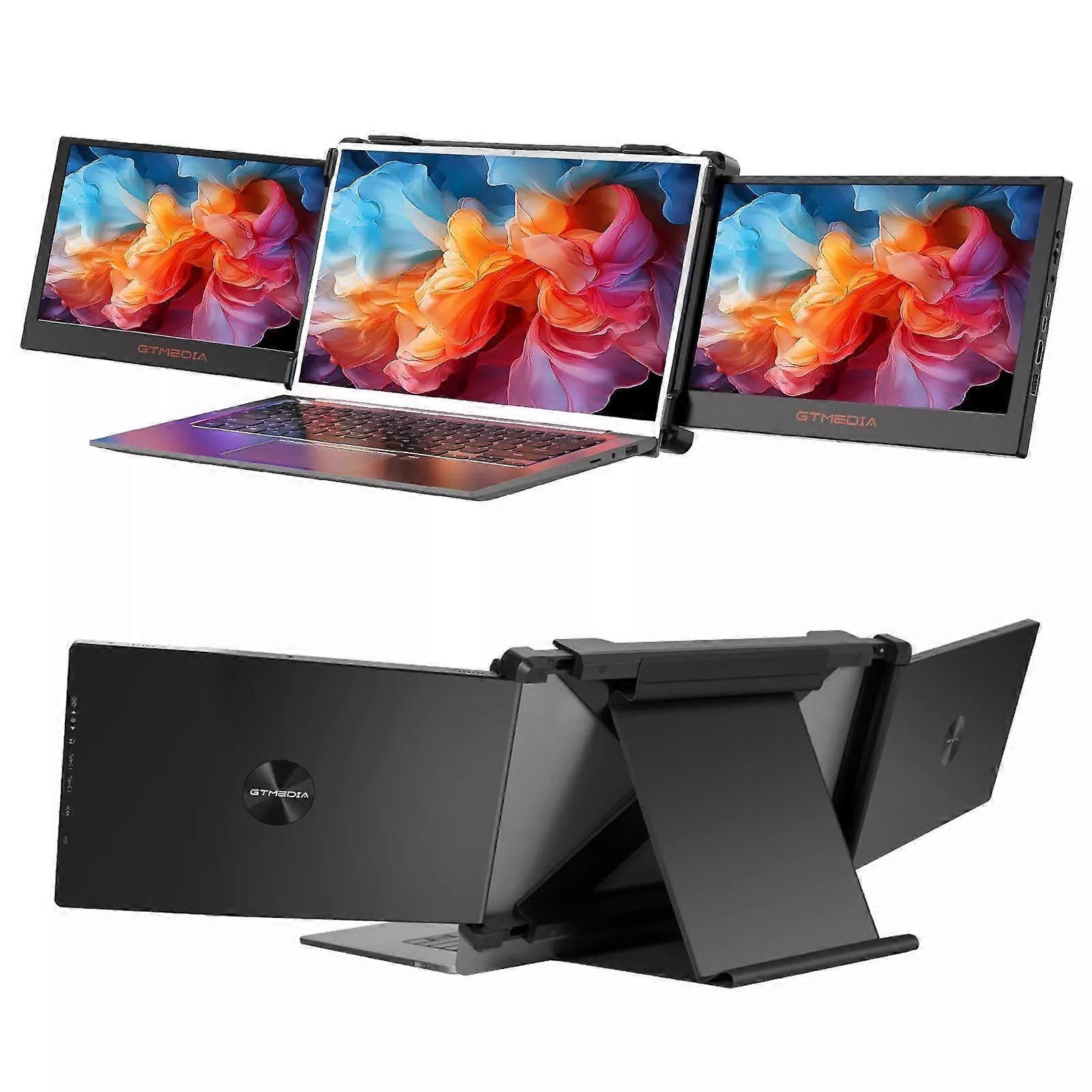 Dual Portable Triple Fold IPS FHD Monitor Screen Extender For 13-17.3 ...