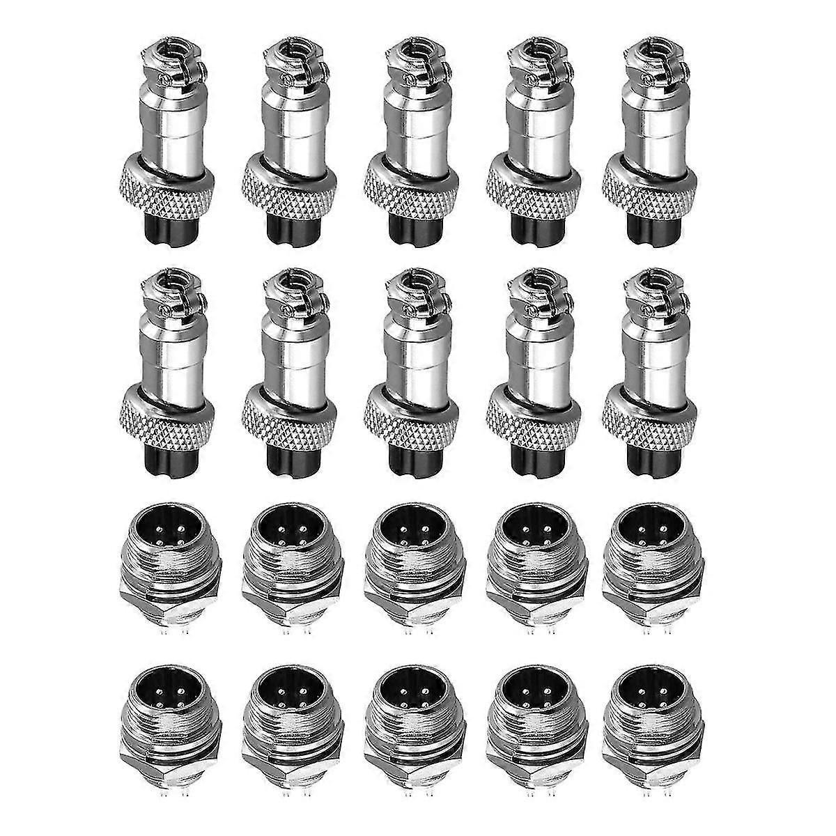 10set M12 4 Pin 12mm Aviation Connector Male + Female Circular Air ...