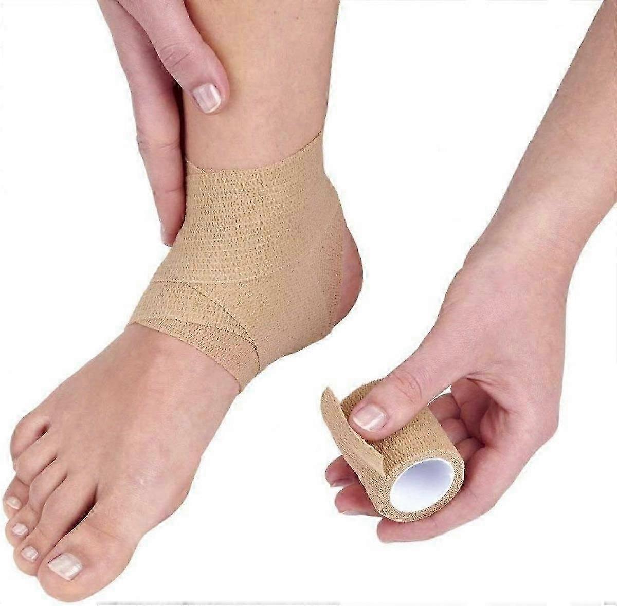 12Pcs 1 Inch Wide Skin Colour Elastic Self- Adhesive Bandage Finger ...