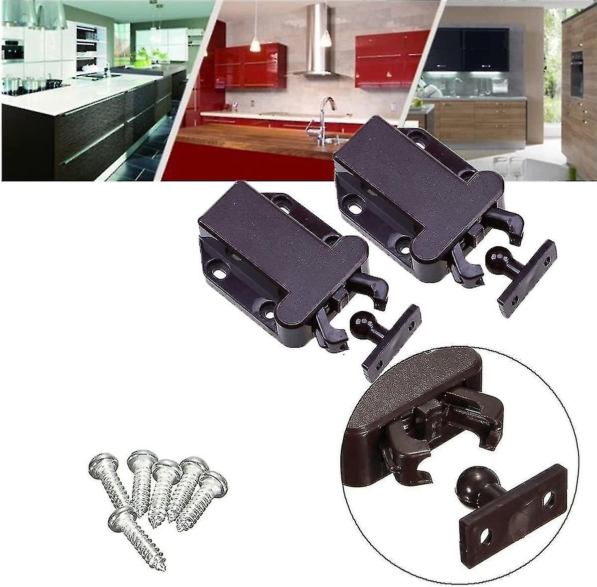 6 Pack Touch Release Closet Latches - Non-magnetic Drawer Latches ...