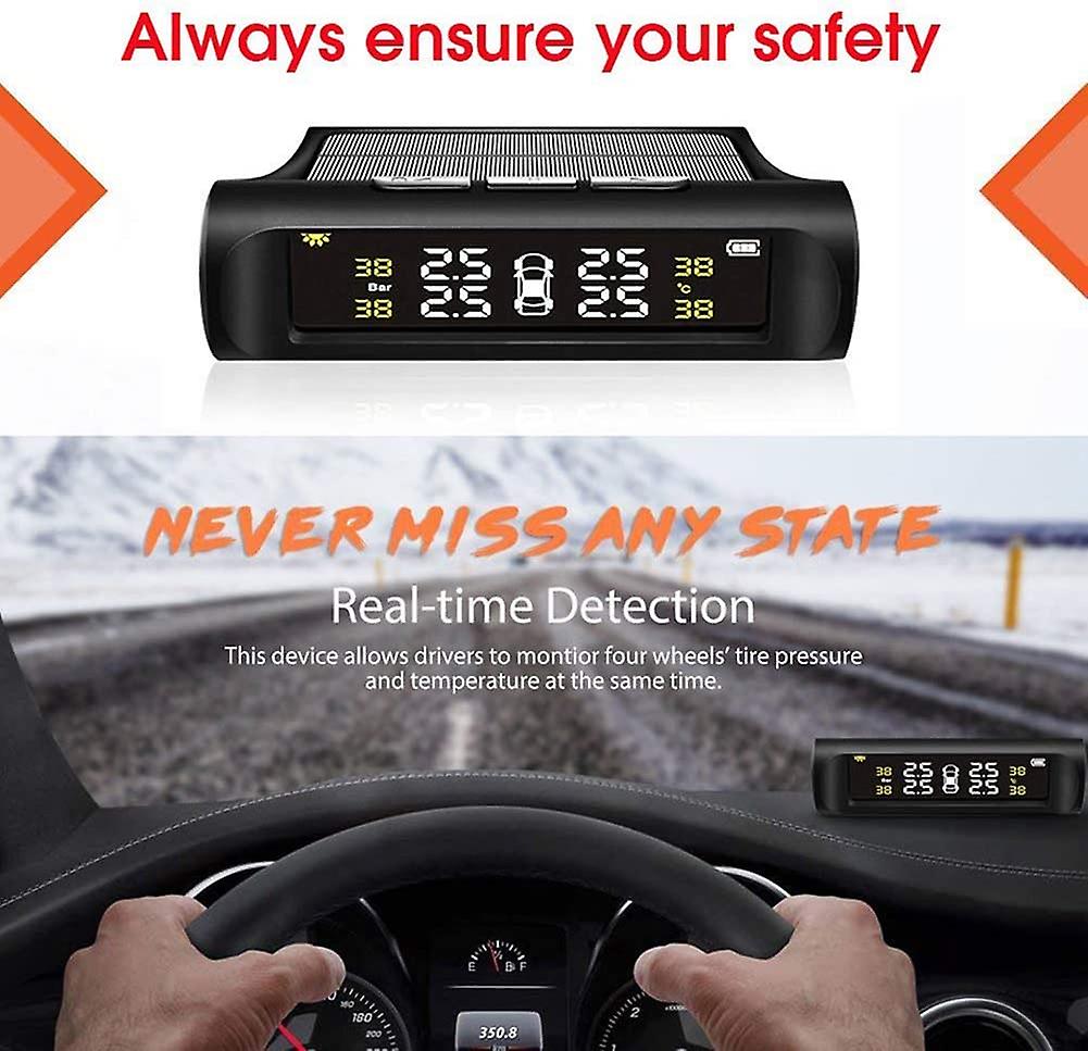 Solar Power Tire Pressure Monitoring System Wireless Tpms Monitor With ...