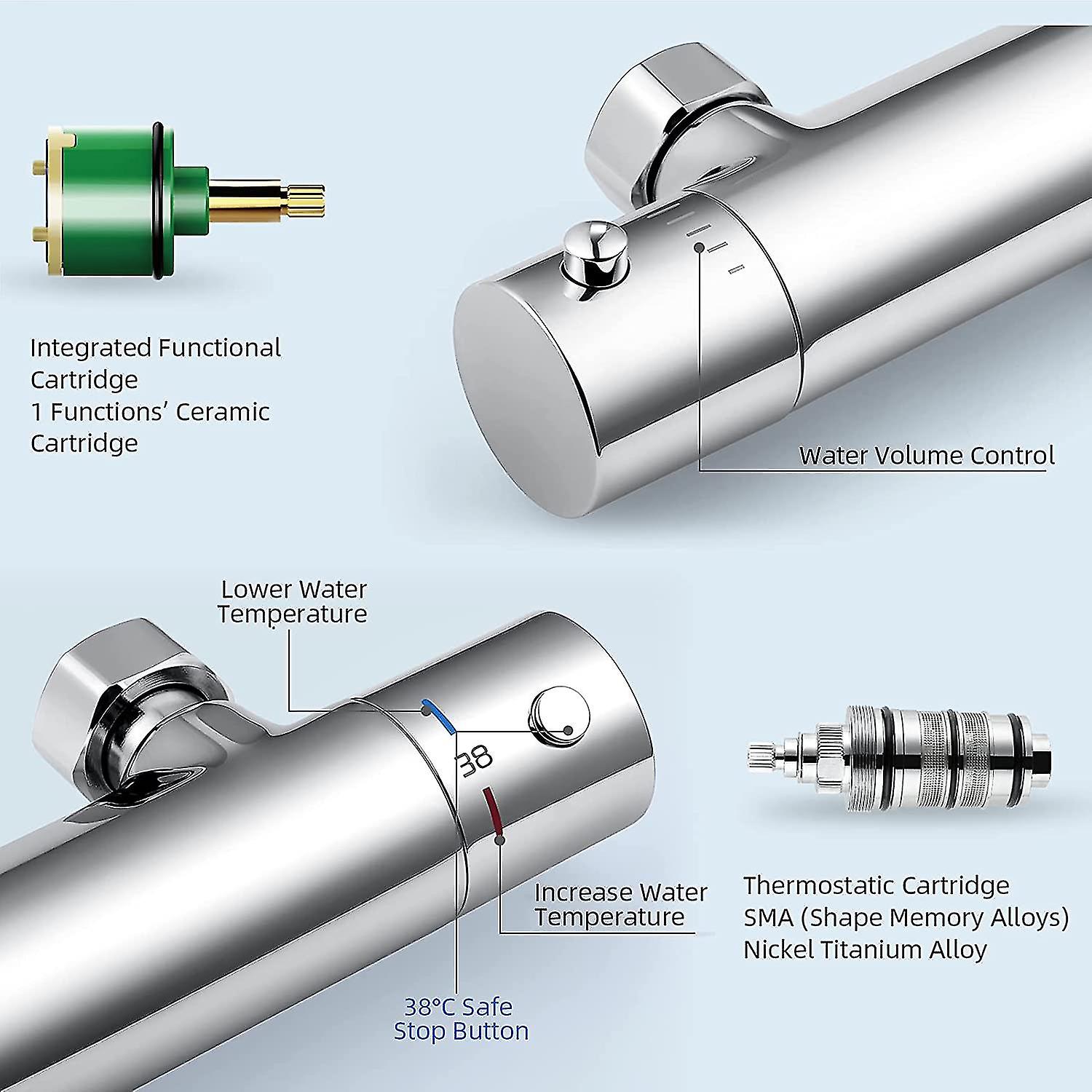 Thermostatic Shower Mixer, Thermostatic Shower Faucet With Safety For ...