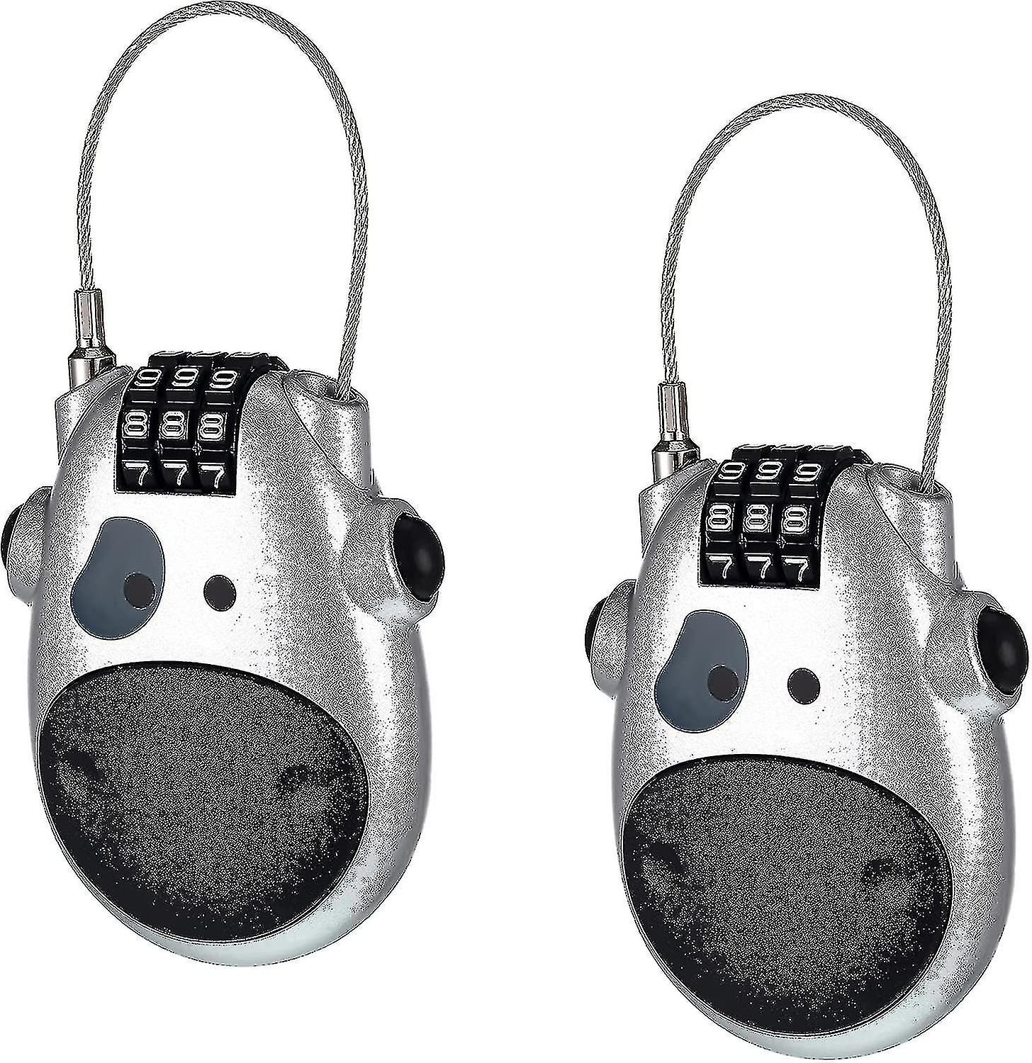 2 Combination Locks With 27.56" Retractable Cable Security Wire ...