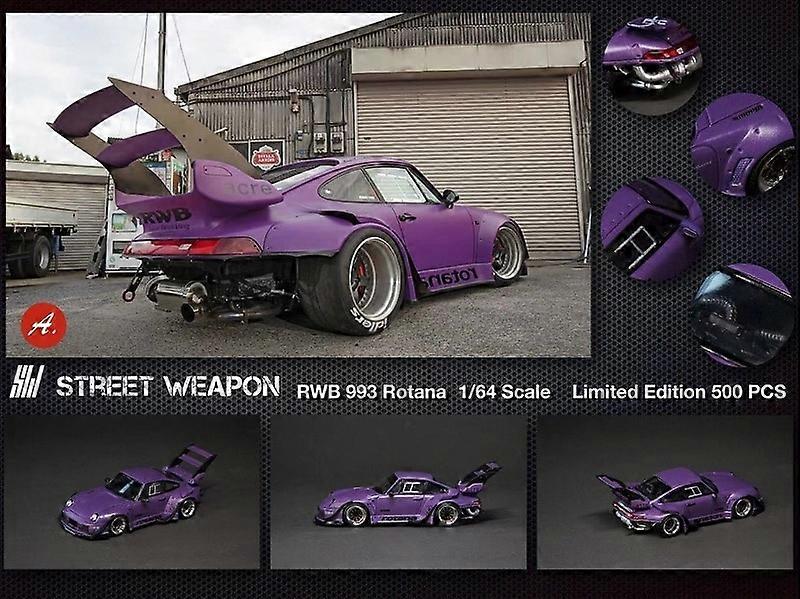 Street Weapon 1:64 RWB 993 Rotana GT wing / double wing Purple Diecast ...