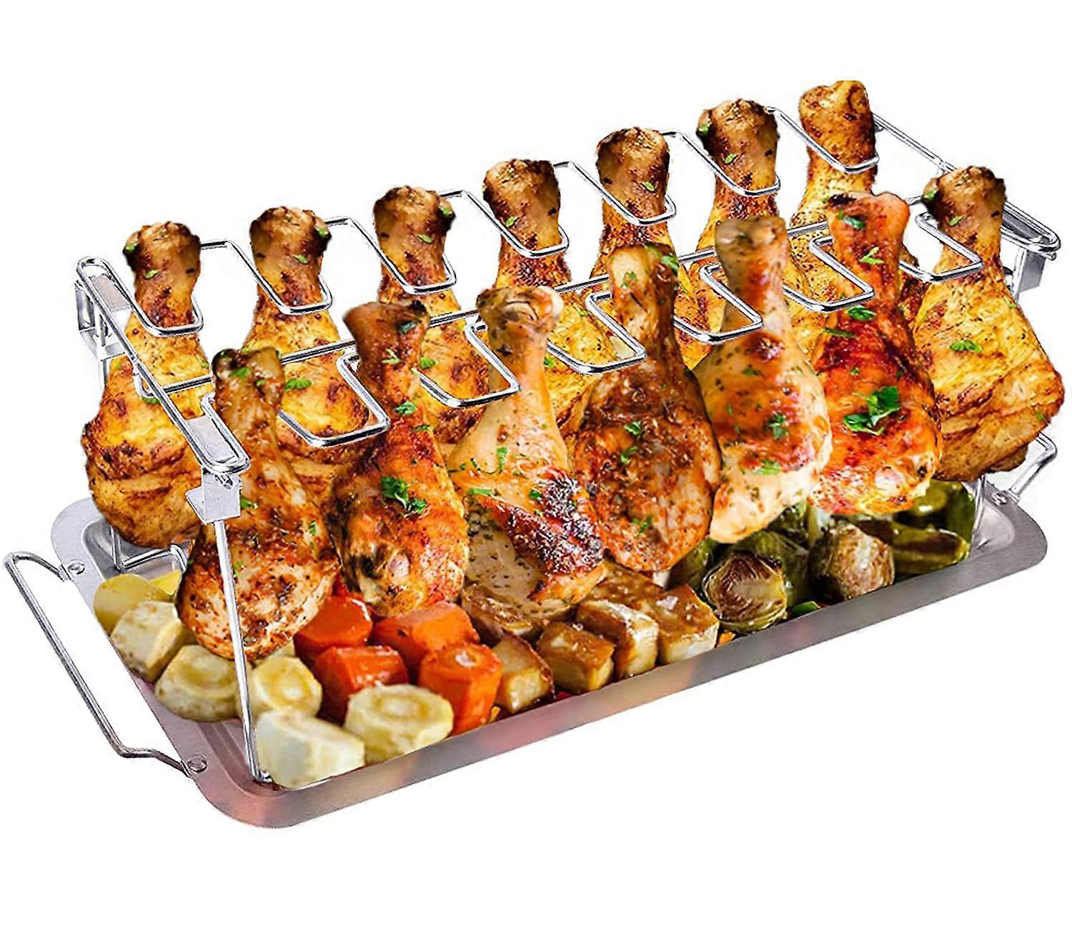 yamisan Chicken Leg Wing Grill Rack - 14 Slots Stainless Steel Roaster ...