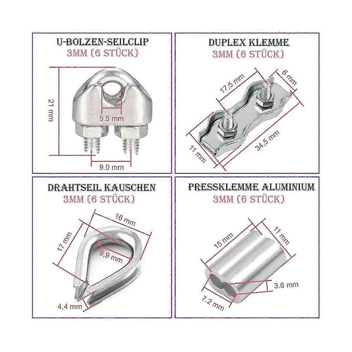 30 turnbuckle M5 wire tensioner set with turnbuckle wire rope clamp ...