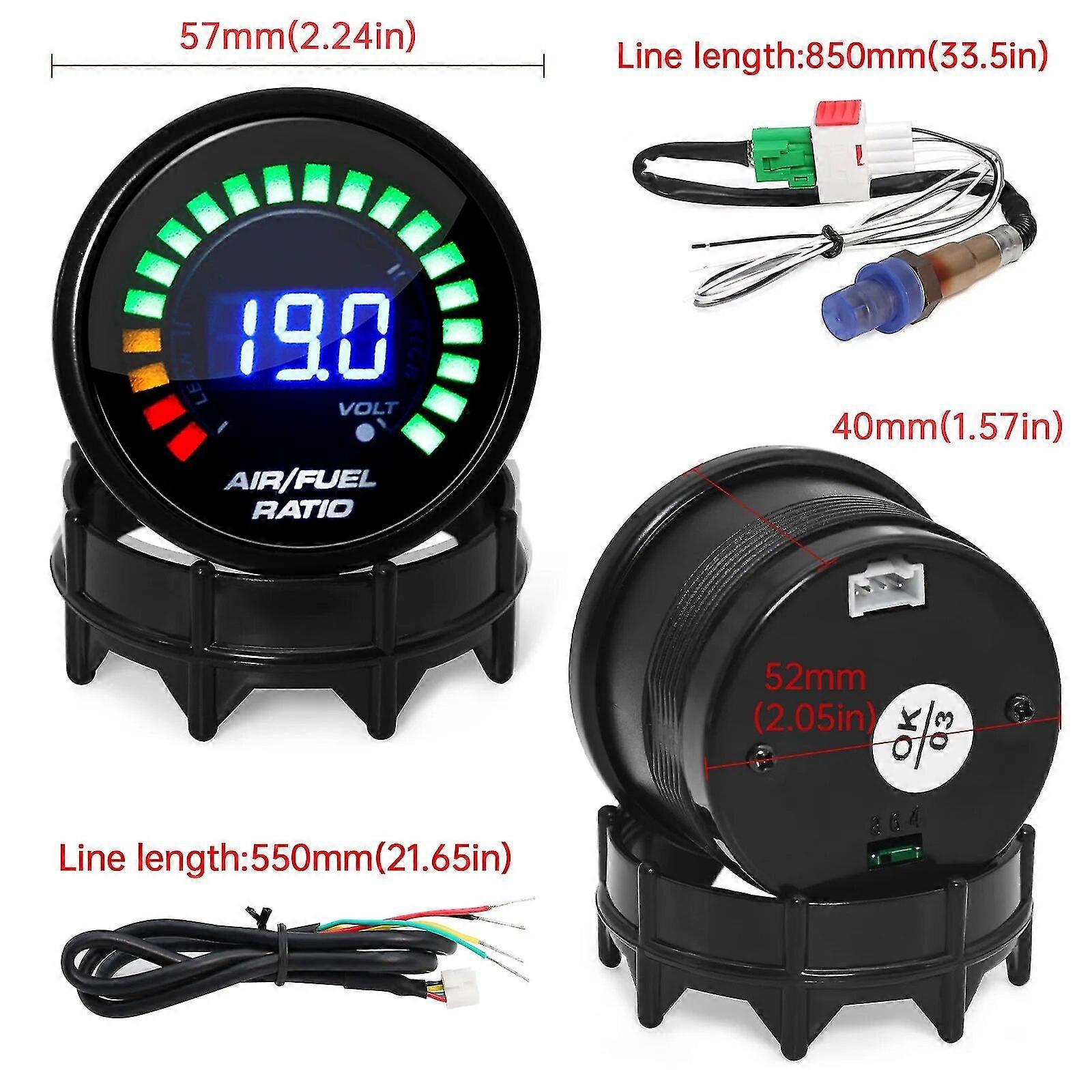 2 in 1 Racing Gauge 52mm Digital Car Gauge AFR with Narrowband O2 ...