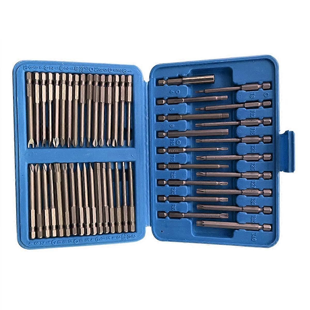 50Pcs Extra Long Reach Bit Set 75mm Security Screwdriver Bits Star Hex Square Spanner Bit ...