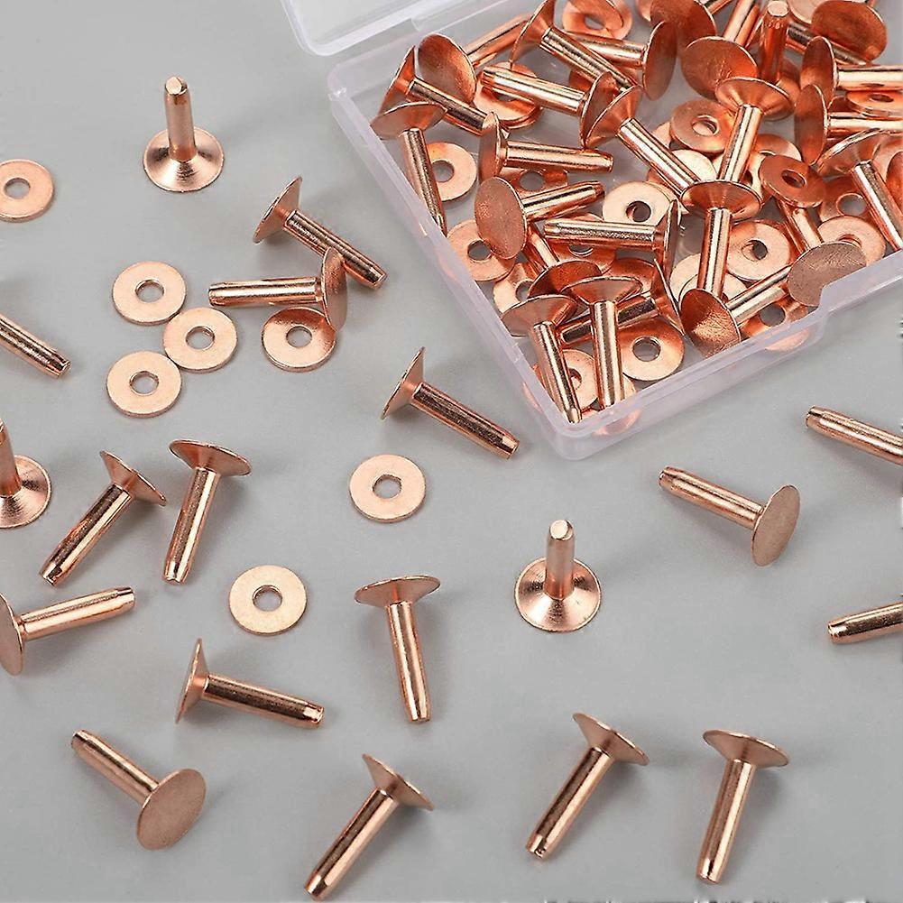 50 Sets Copper Rivets and Burrs, Copper Rivets for Leather for Belts ...