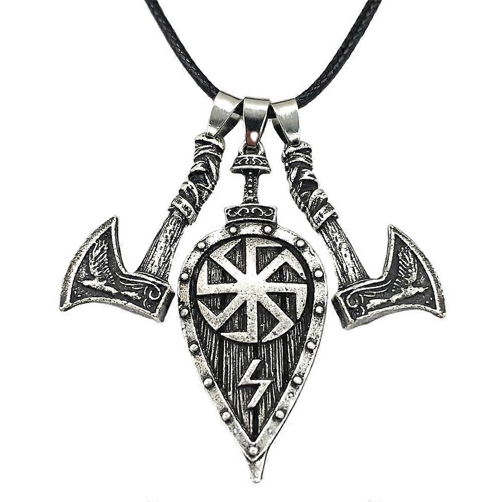 Viking Jewelry Sword Shield Odin Raven Wolf Axe Amulet Slavic Kolovrat ...