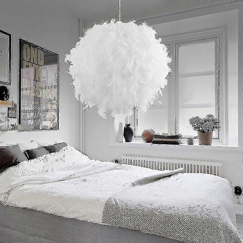 White Feather Ceiling Lamp Shade Pendant Non Electric Shade Reduction ...