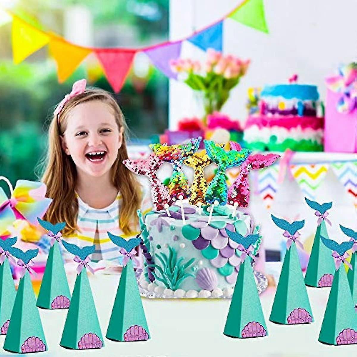 20pcs Mermaid Party Boxes Mermaid Tail Triangle Paper Candy Boxes For ...