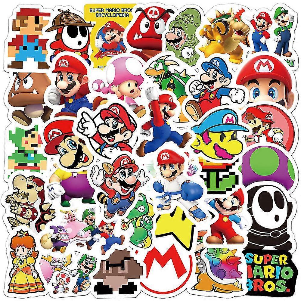 50pcs/set Super Mario Stickers Waterproof Decals Kit For Water Bottles ...