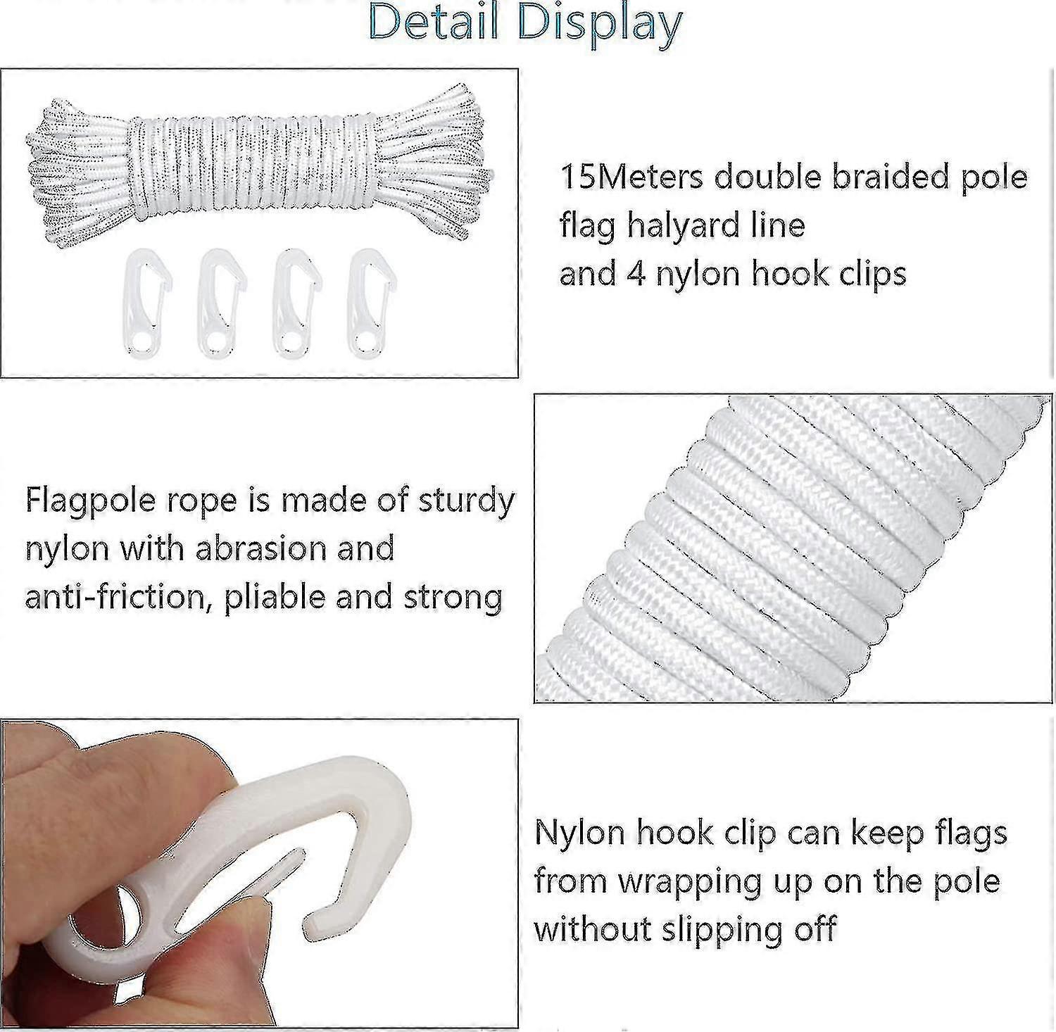 15m 6mm Nylon Flag Rope Flagpole Rope Pole Flag Halyard Line | Fruugo UK