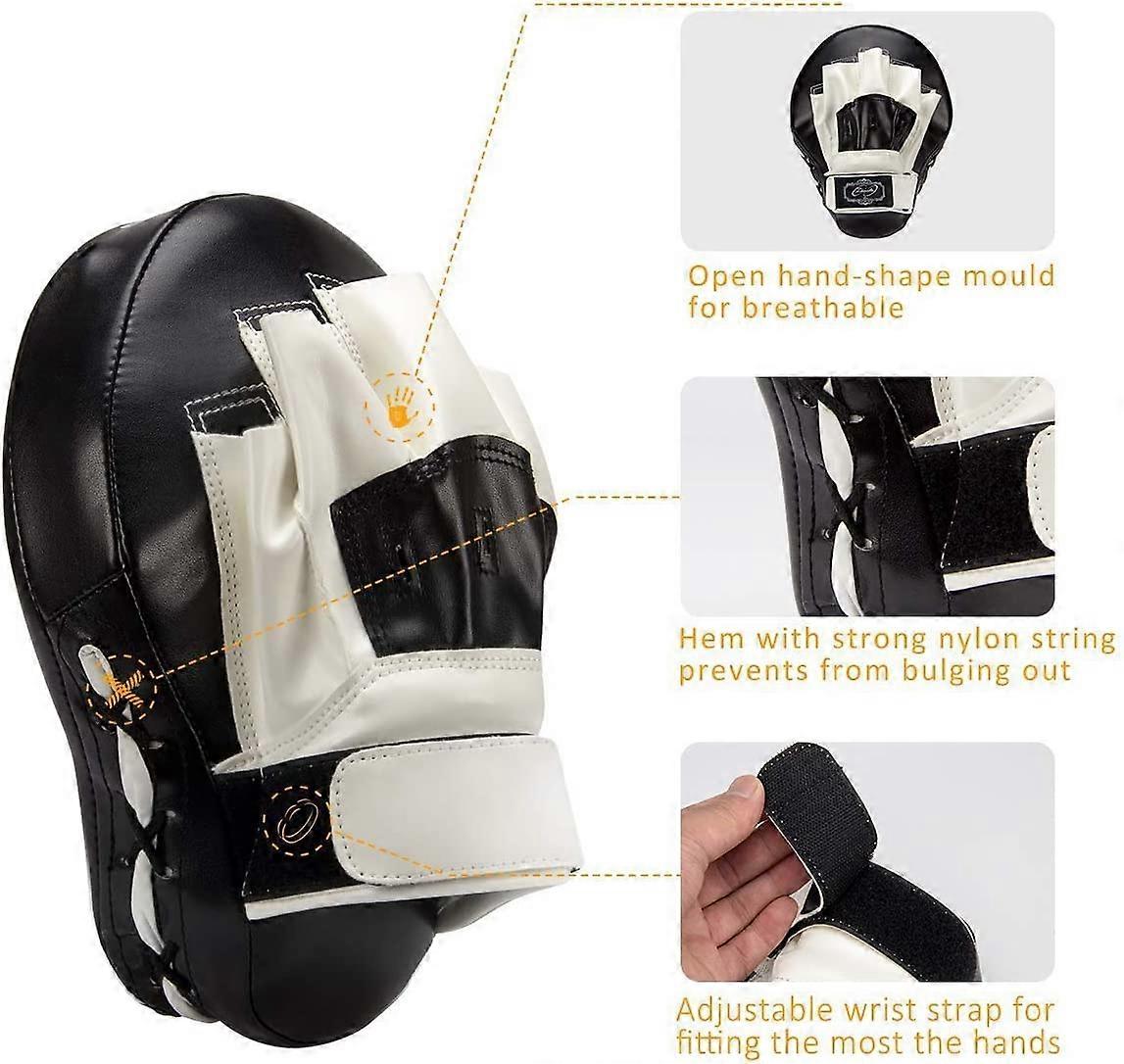 Boxing Curved Focus Punching Mitts- Leatherette Training Hand Pads ...
