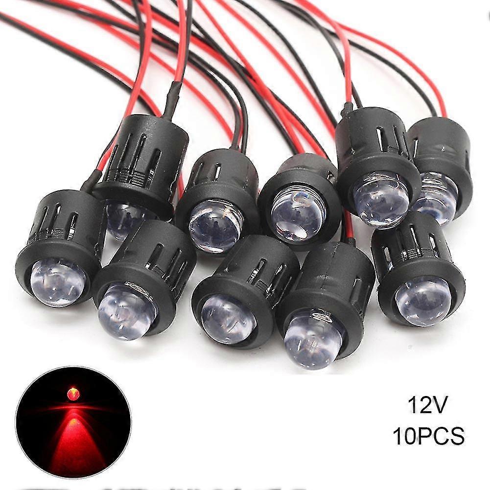 10 Pcs/set 12v 10mm Pre-wired Constant Led Ultra Bright Water Clear ...