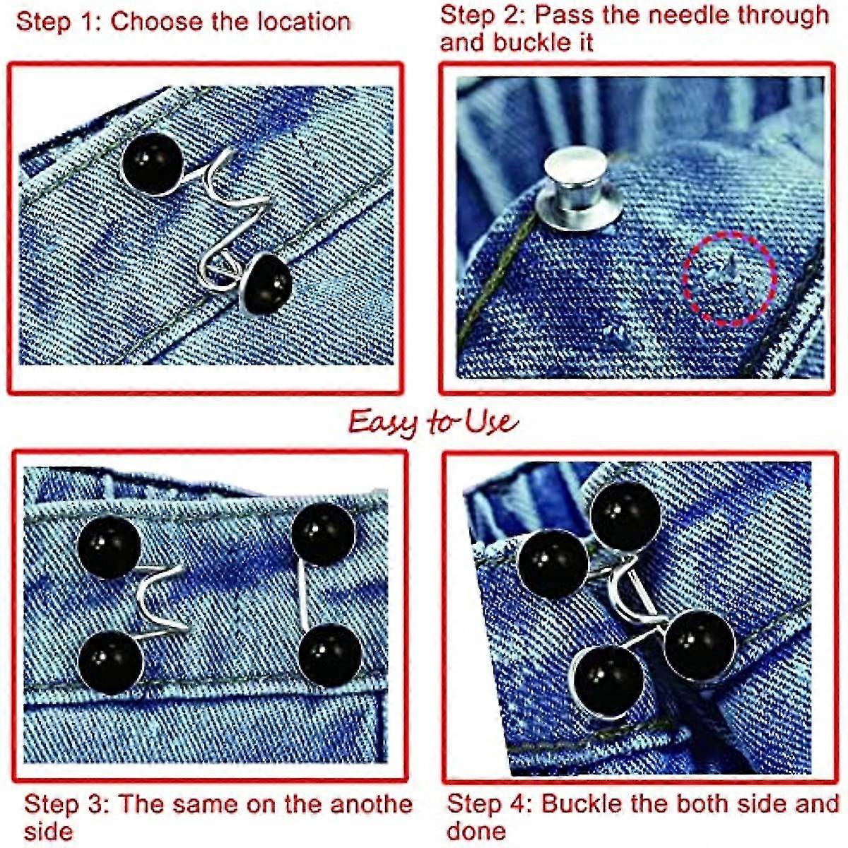 4 Set Pant Waist Tightener, Adjustable Waist Buckle Set Extra Button ...