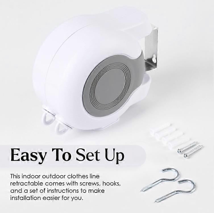 Outdoor Retractable Clothesline, 13m Expandable Wall Mounted Clothes ...