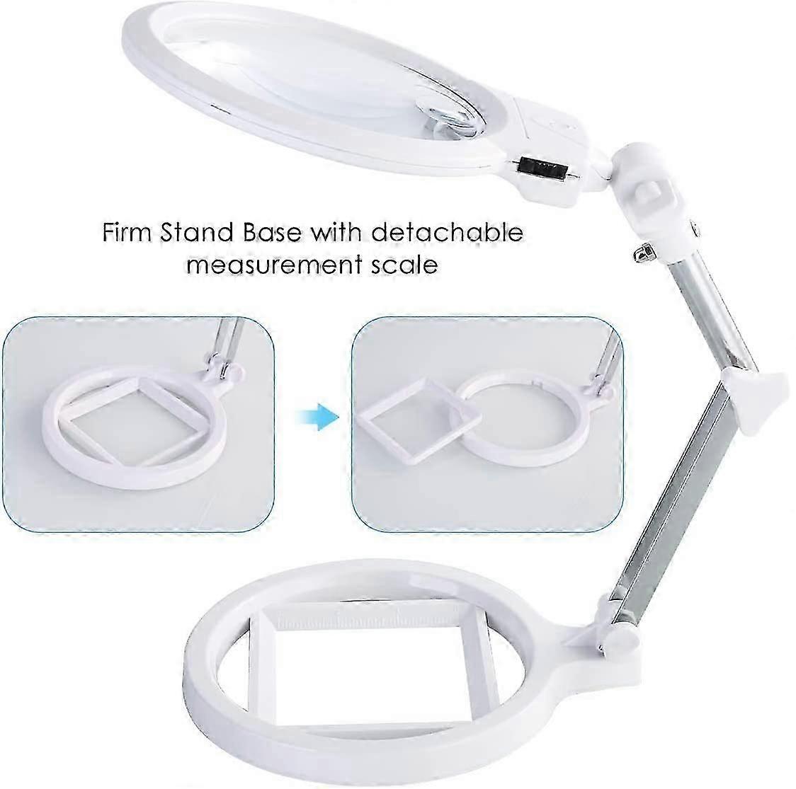 Large Desktop Magnifier,2X 6X Folding and Manual Table,Portable LED ...