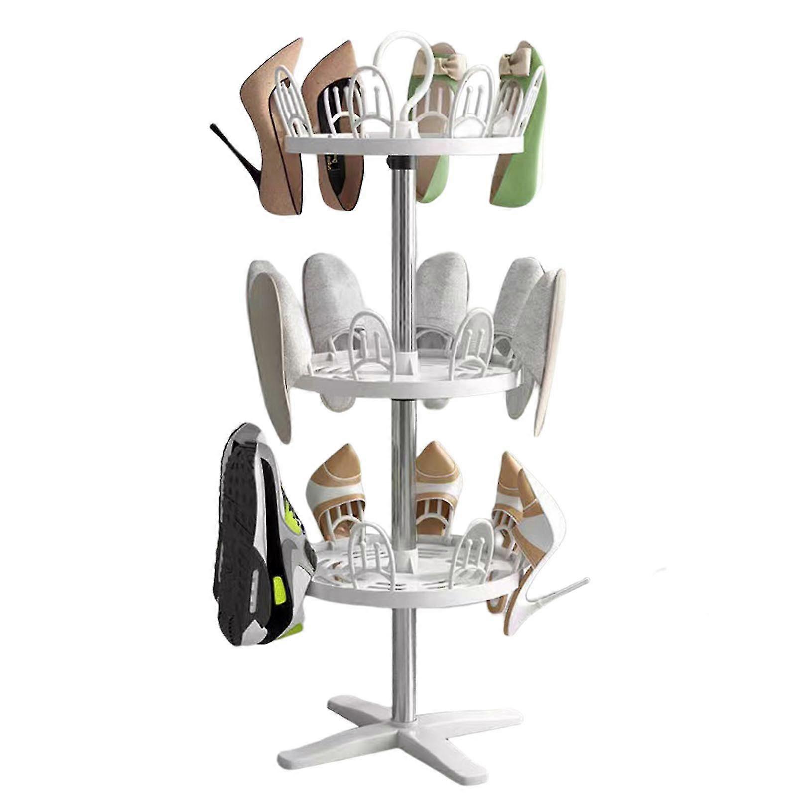 Revolving Shoe Rack Plastic Standing Circular Spinning Shoe Organizer ...