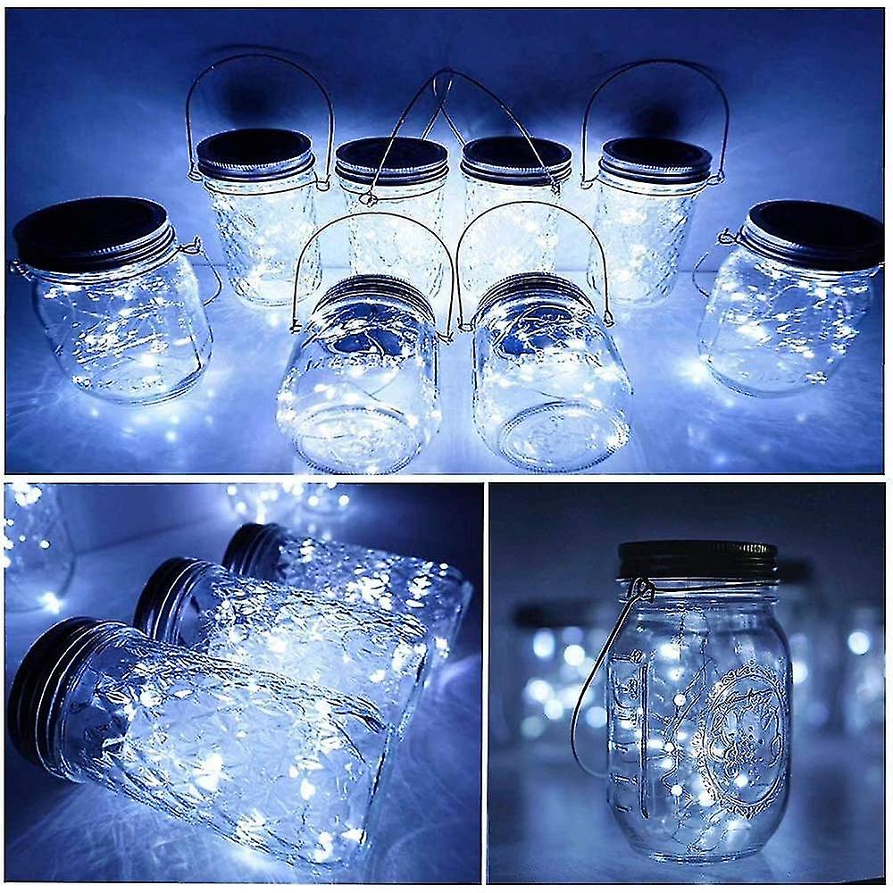 20 Led 10 Pack Mason Jar Lid Solar Lights With Hanger For Mason Jar ...