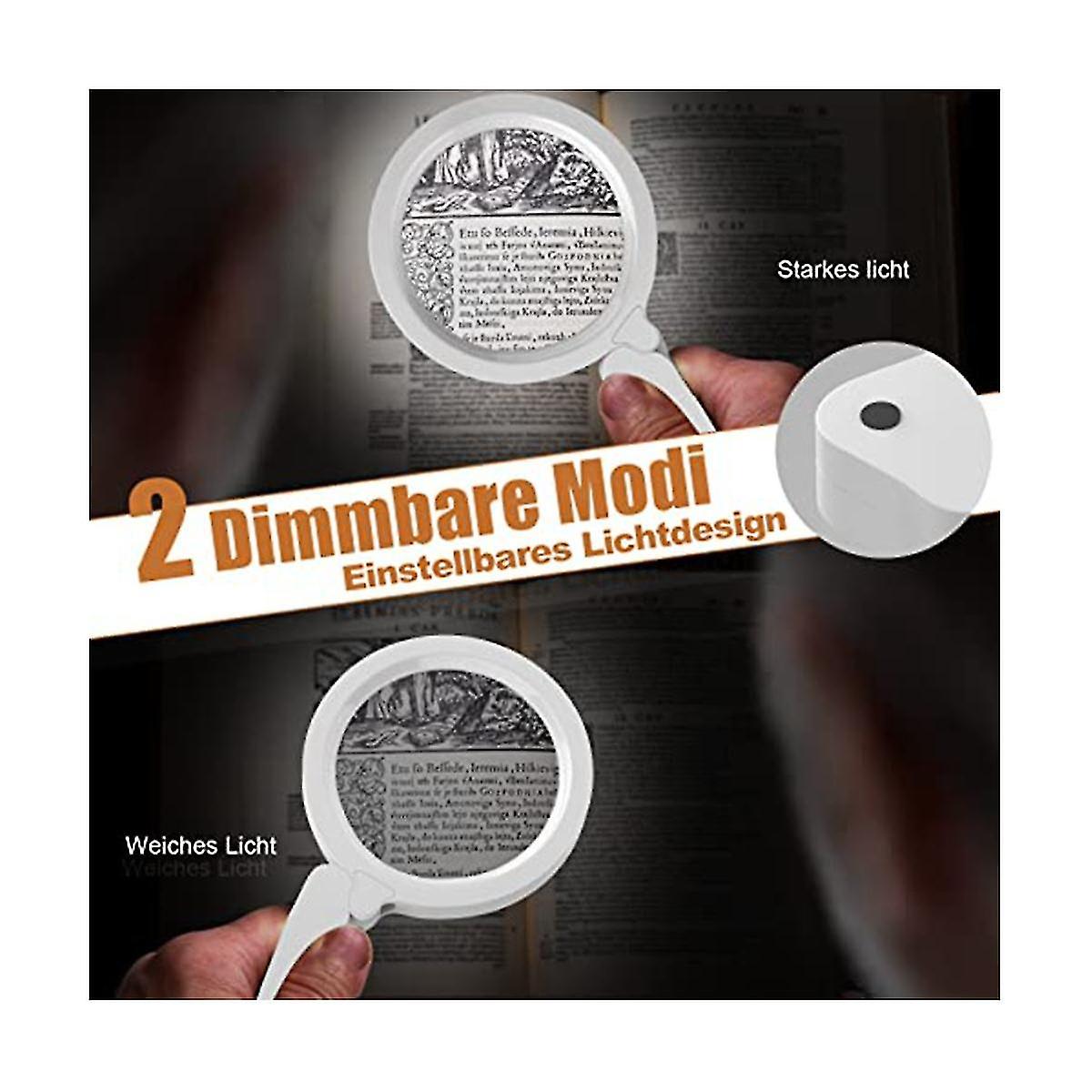 Magnifying Glass With 17 Led Light, 3x 6x Reading Magnifier, Portable ...