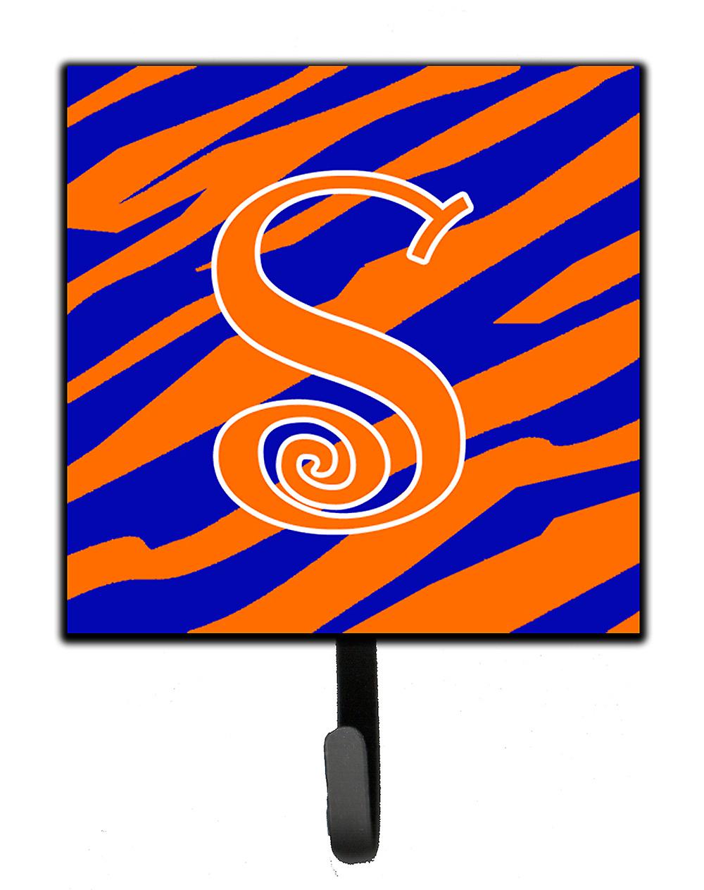 Letter S Initial Tiger Stripe Blue and Orange Leash or Key Holder ...