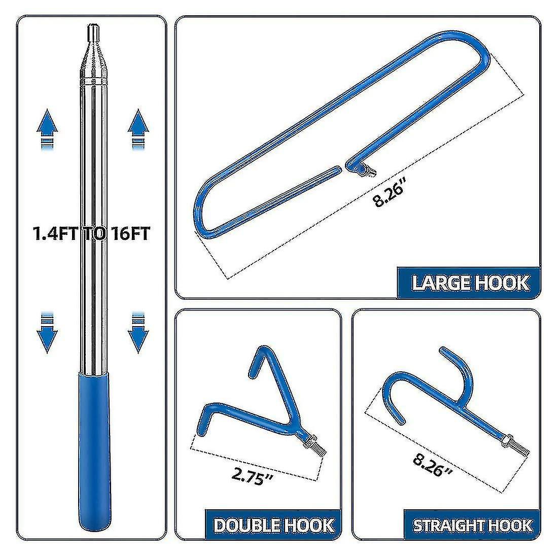 Disc Golf Retriever Pole With 3 Hooks, Telescoping Disc Golf ...