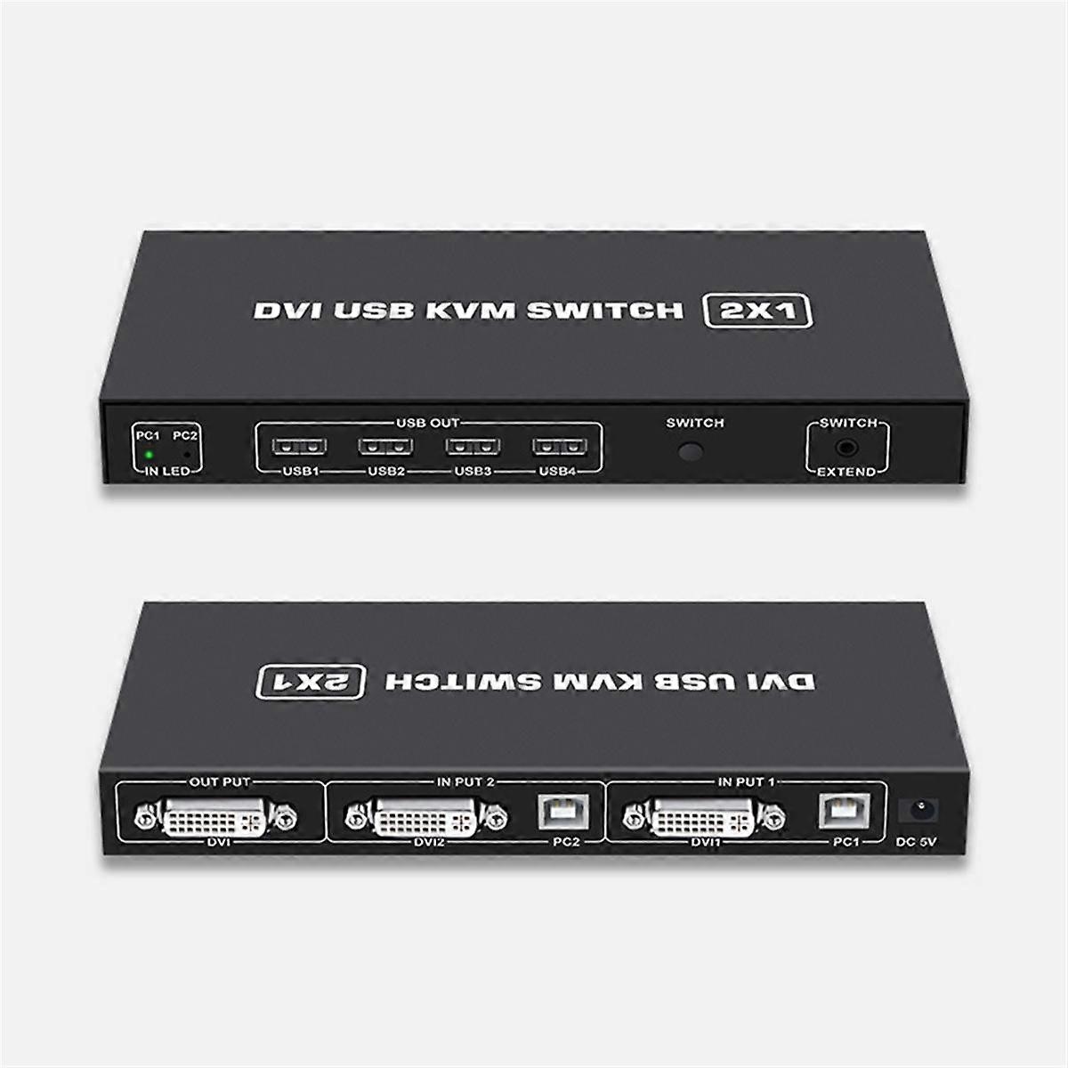 DVI KVM Switch 2-In-1 4K Two Computers Shared USB Keyboard Mouse Print ...