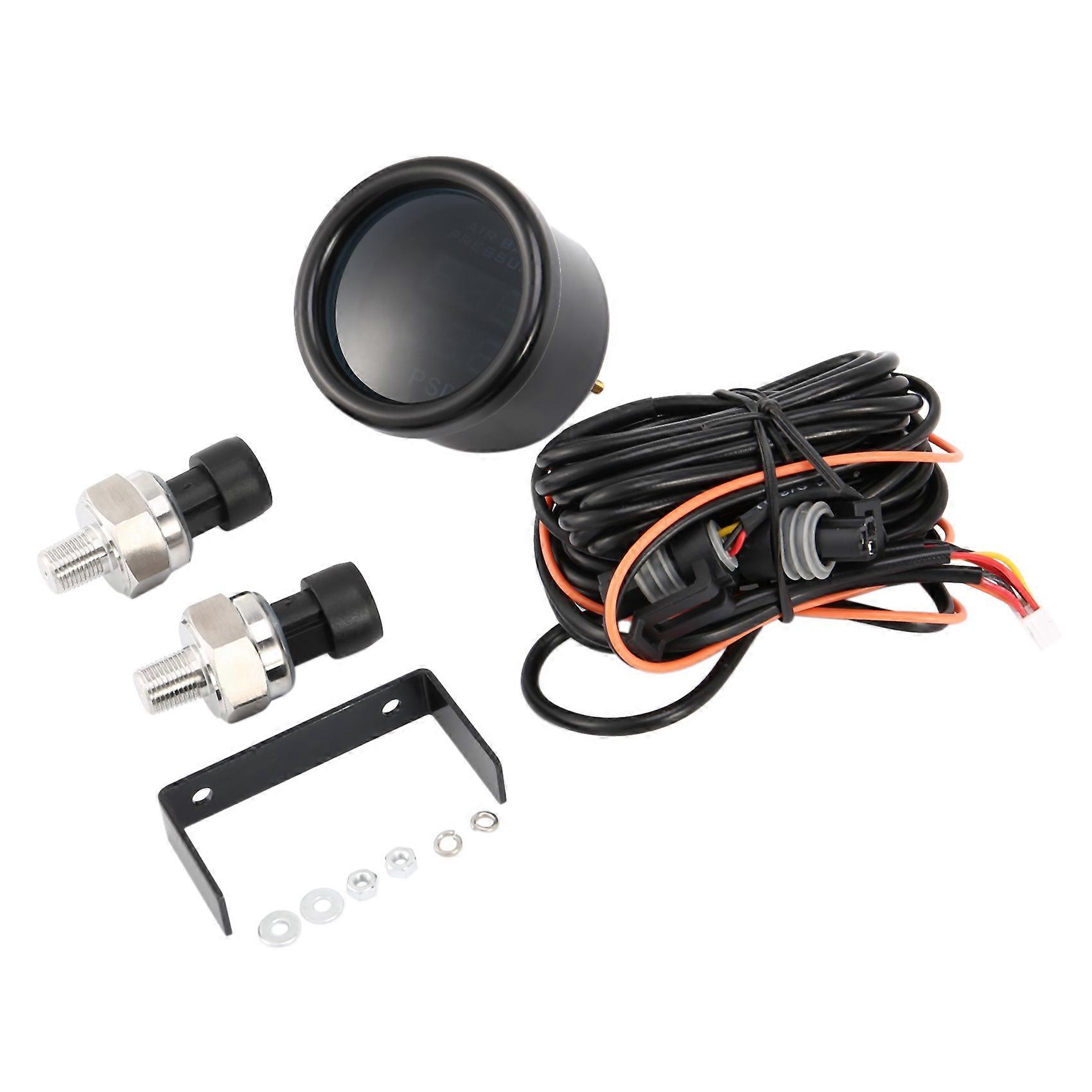 Dual Air Suspension Gauge Air Ride Air Pressure Gauge PSI Blue LED with ...