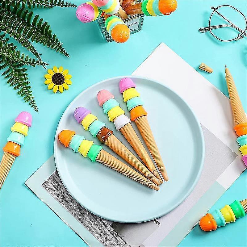 24 Pack Ice Cream Pens Various Colors Cute Kids Pen Holder Ice Cream ...