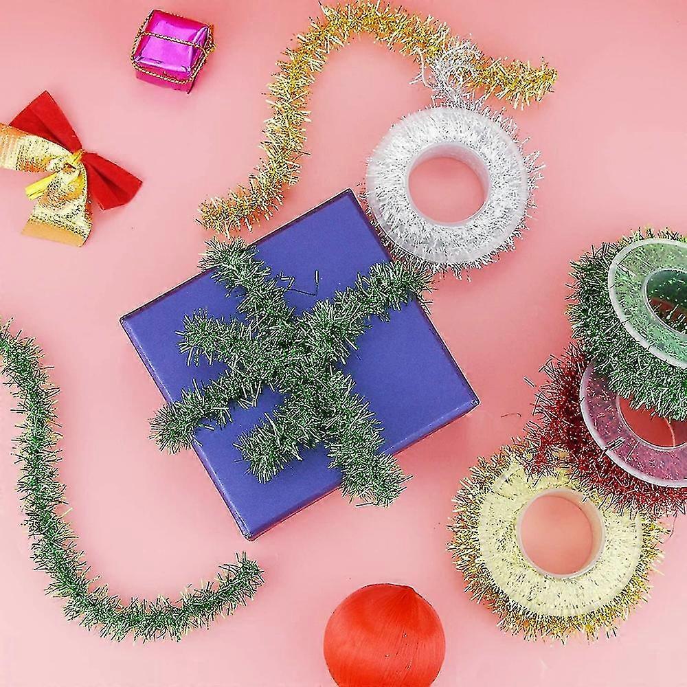 4 Rolls Christmas Tinsel Ribbon Metallic Wire Garland Tinsel Wire ...