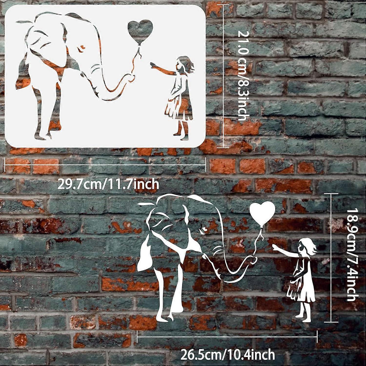 Banksy Girl and Elephant Stencil 8.3x11.7inch Reusable Banksy Girl ...