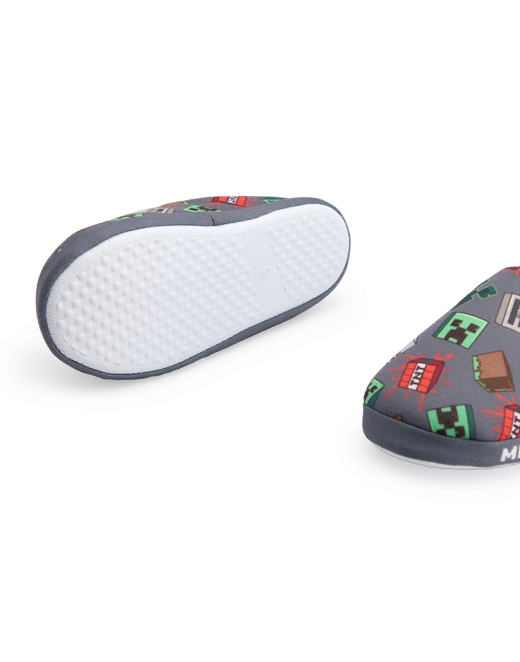 Minecraft Boys Slip On Loafer Slippers Grey Character AOP | Fruugo UK