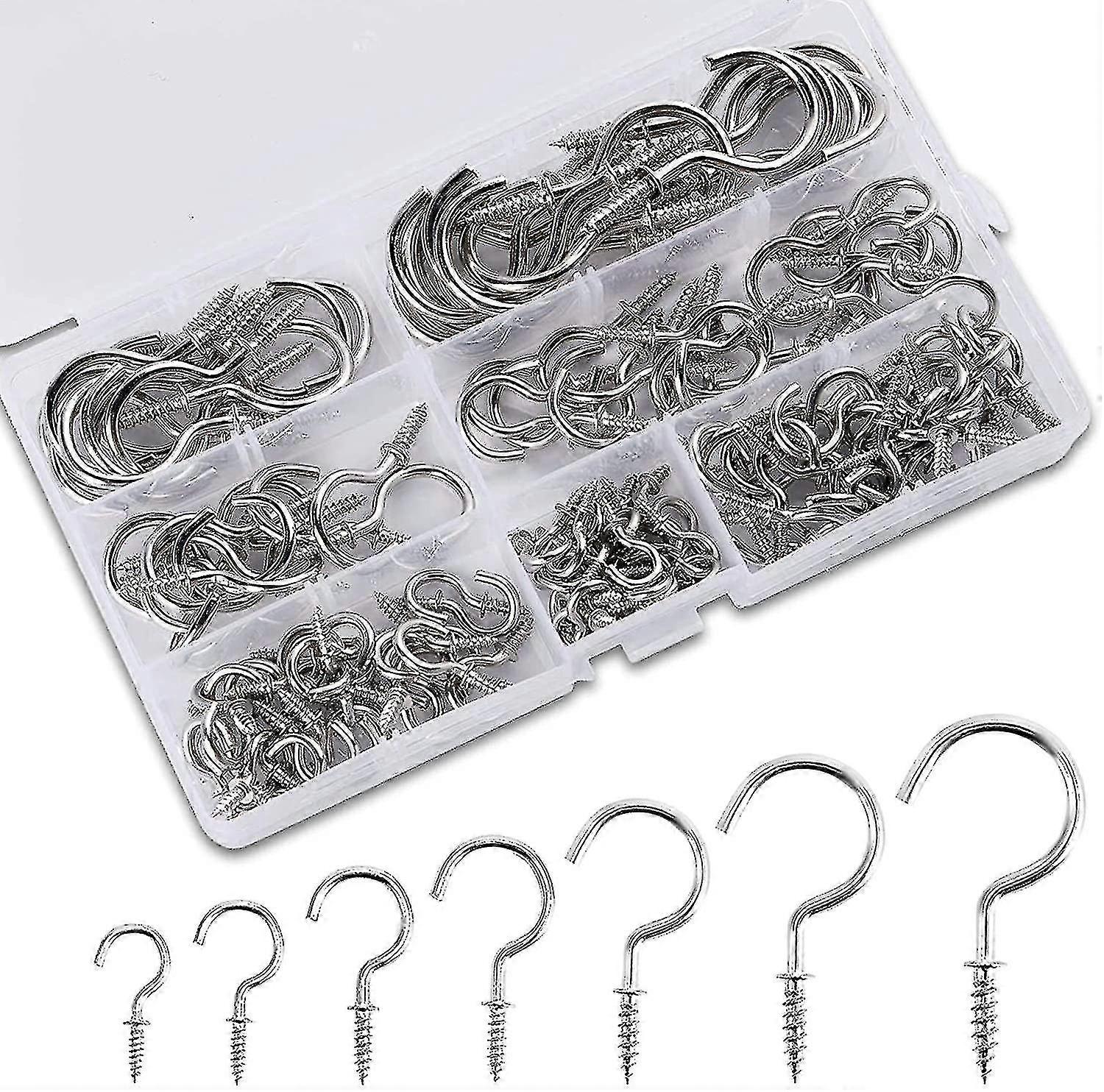 Screw Hooks, Pack Of 150 Wood Thread, Hooks For Screwing 7 Sizes Screw ...