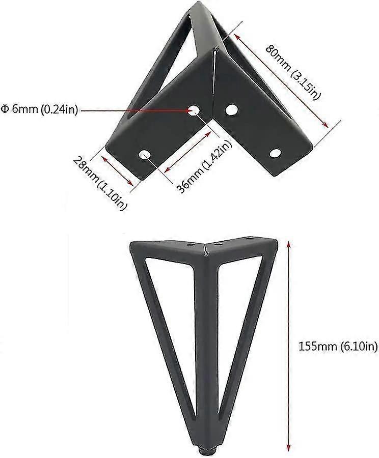Set Of 4 Furniture Legs, Metal Table Legs, 15cm Black Furniture Legs ...