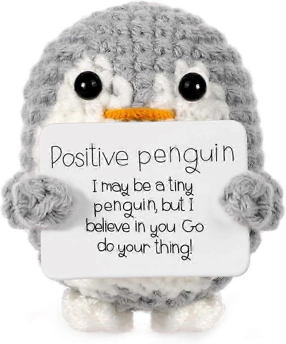 Mini Funny Positive Penguin, Knitted Toy with Positive Card Emotional ...