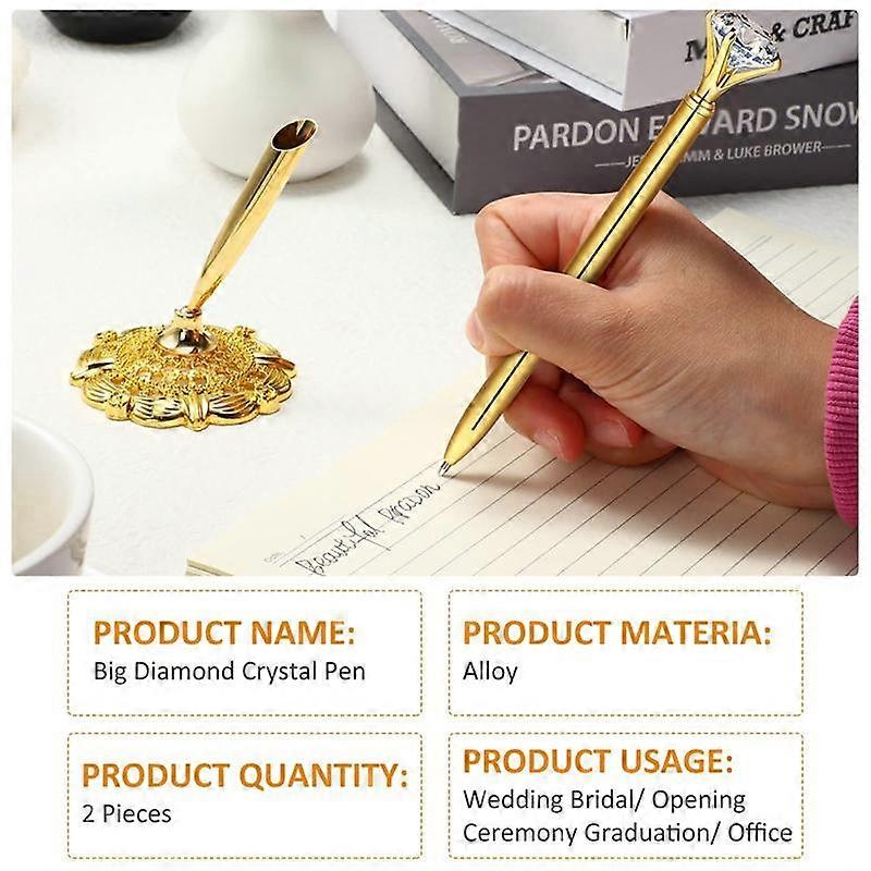 Hollow Round Pen Holder Signing Pen Set for Wedding Bridal Engagement ...