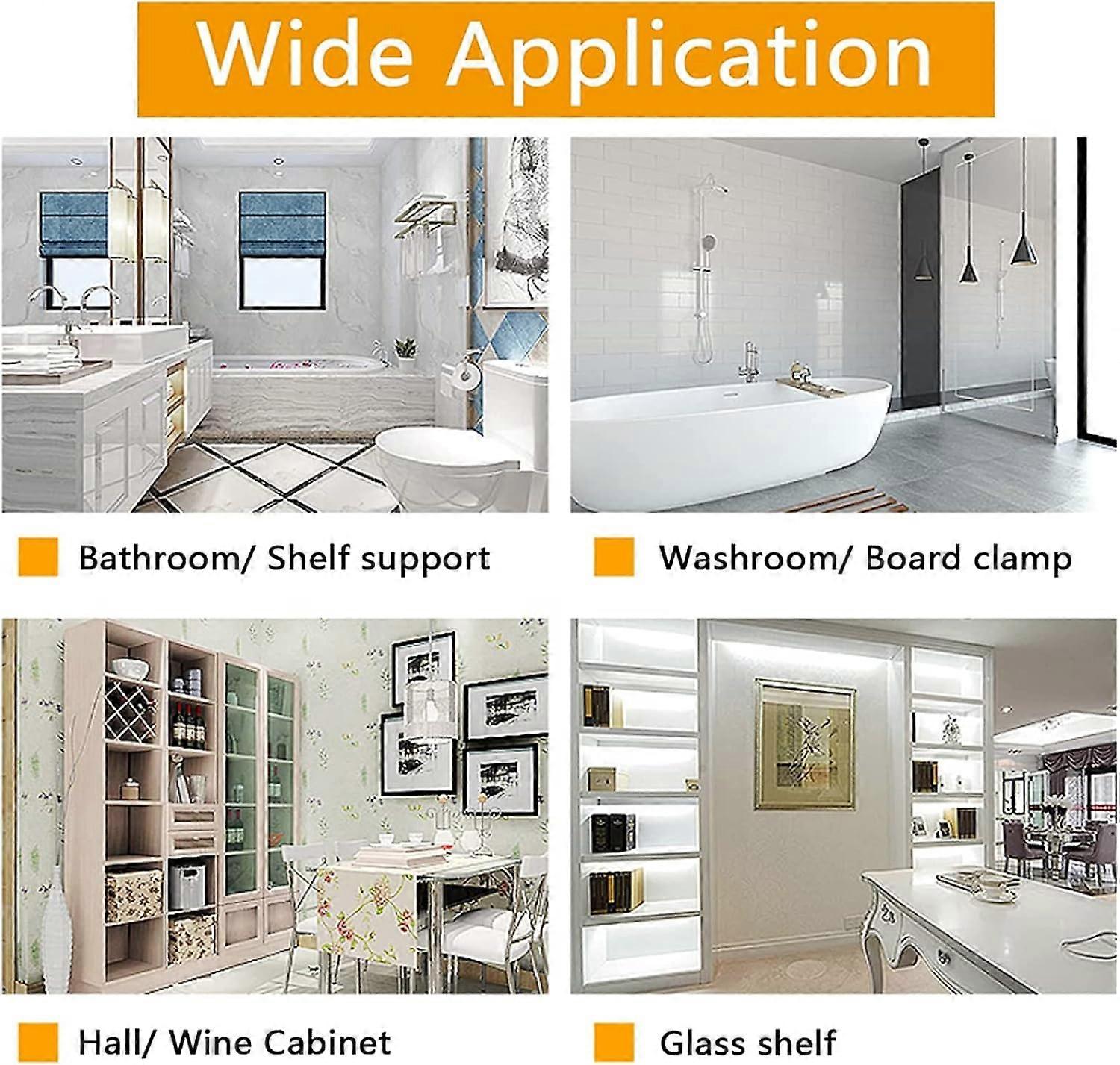 4 Pieces of Wall-Mounted Glass Shelf Bracket Black Glass Shelf Bracket ...